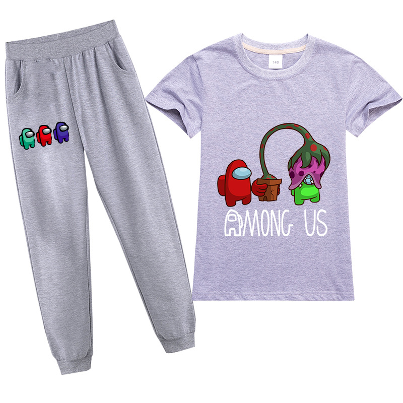 Among Us Kids เสื้อยืดแขนยาวกางเกงสไตล์เกาหลี 2 ชิ้นสําหรับเด็ก ...