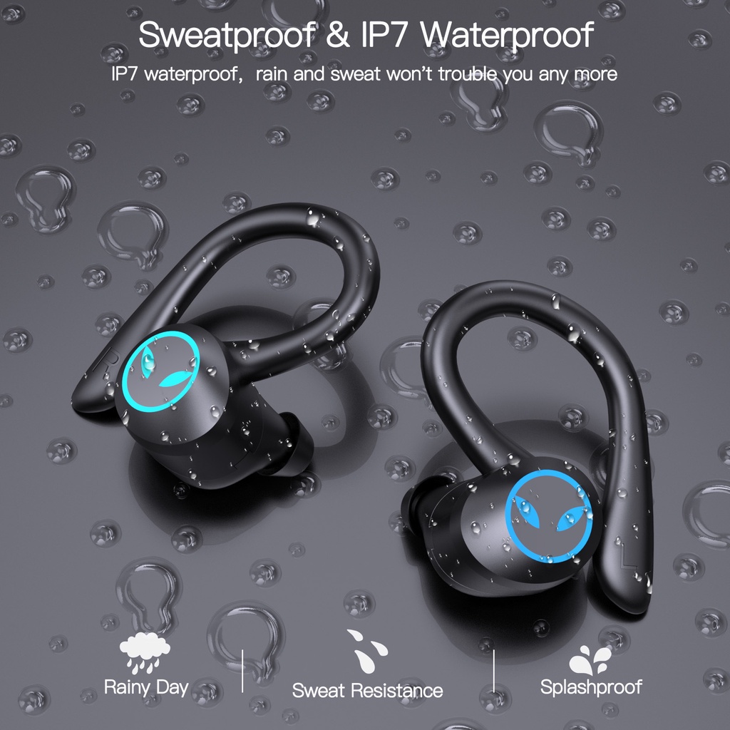 ☃ Bluetooth 5.1 TWS Wireless Earphones Sports Waterproof Earbuds Stereo 9D Bass Headsets Touch ...