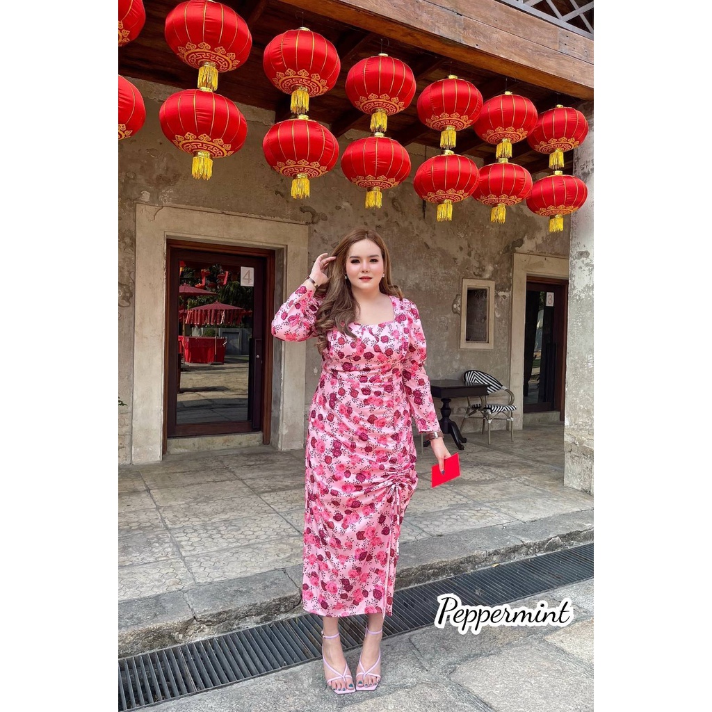 หมด งานพรีเมียม นำเข้า เดรสสาวอวบ กระโปรงทรงรูดหน้า Size XL-6XL Peppermint PlusSize (546 ...