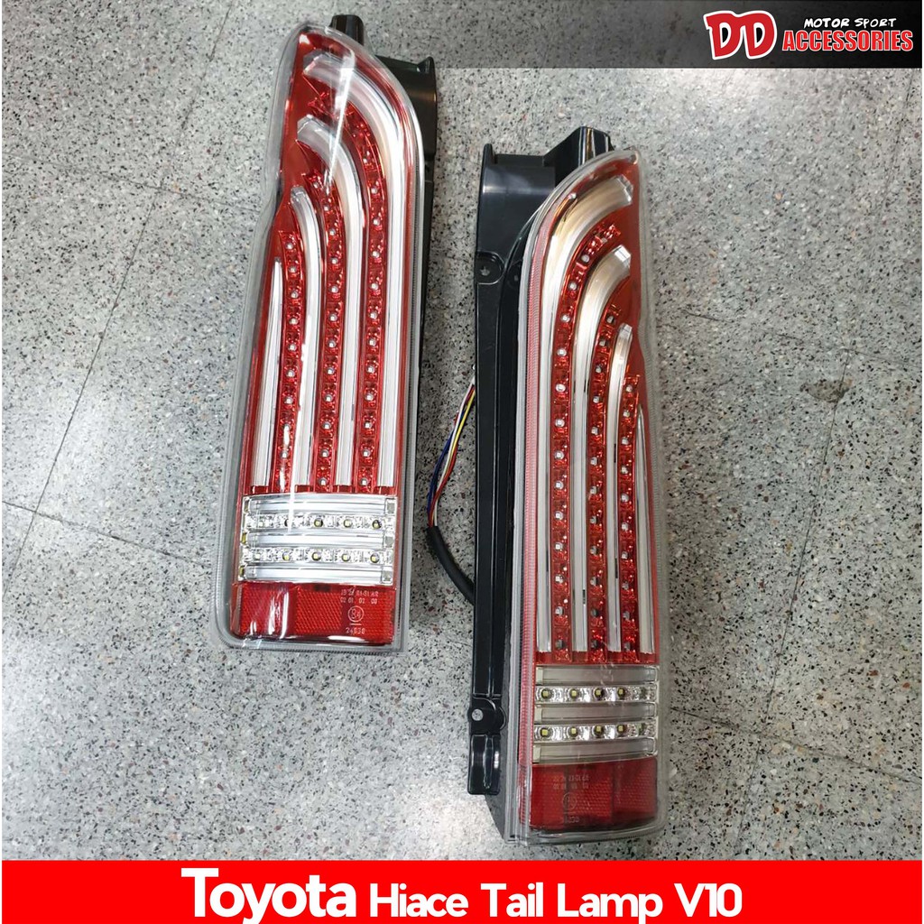ไฟท้าย รถตู้ hiace commuter 2005-2018 ลาย LED BAR สีแดง โค้ง V10 ...