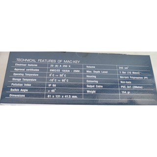 สวิทซ์ลูกลอยไฟฟ้า MAC3 รุ่นKEY (MAC-KEY) ลูกลอยไฟฟ้า KEY ลูกลอยไฟฟ้า MACKEY (ลูกเหลี่ยม) สายยาว ...