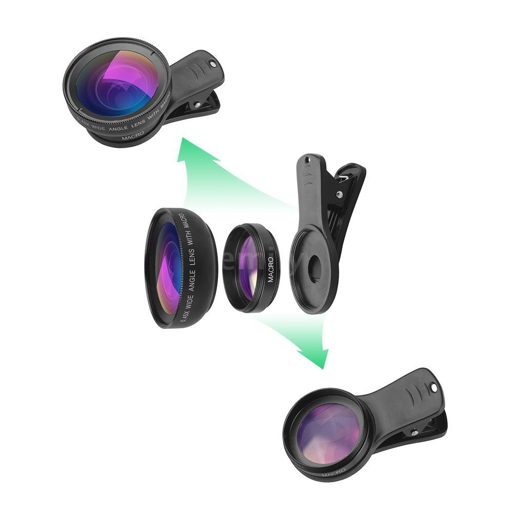 APEXEL APL-0.45WM Phone Lens Kit 0.45X Super Wide Angle & 12.5X Super Macro Lens HD Camera ...