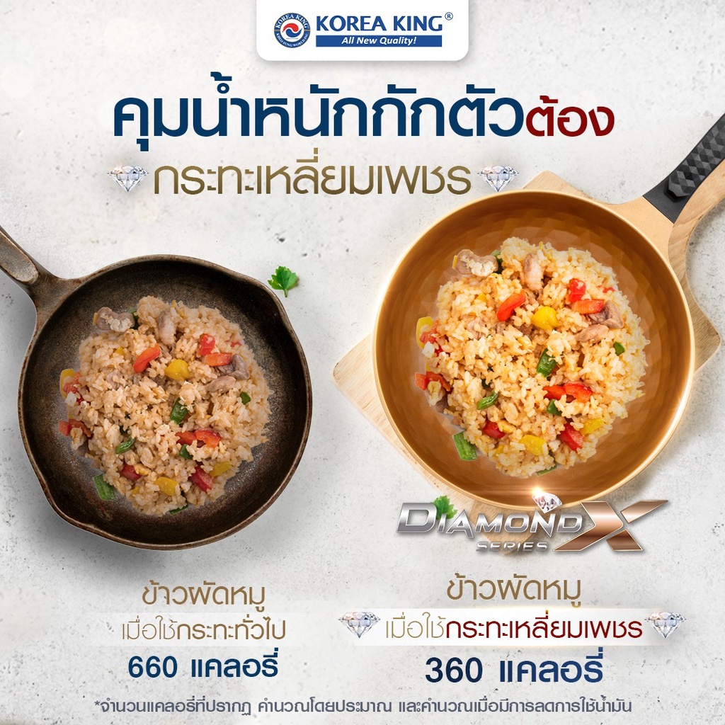 Korea King Diamond X Series กระทะ โคเรียคิง เอ็กซ์ ซีรี่ รุ่นใหม่ (28cm) 1 ใบ ตะหลิว 1 อัน ...