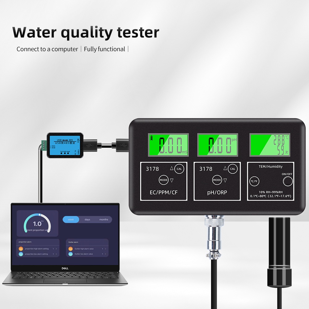 คุณภาพน้ำเครื่องตรวจจับ7 In 1 EU Multifunction Water Quality Monitor ...