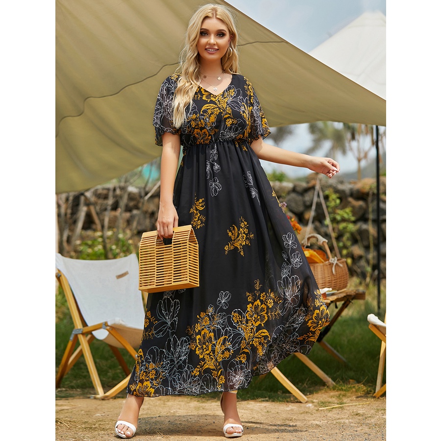 2021 Women39s Summer Sundresses Plus Size 5XL Female V Neck Short ...