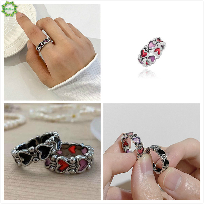 Cod Qipin Vintage Heart-shaped Ins Elegant Adjustable Opening Size Love ...