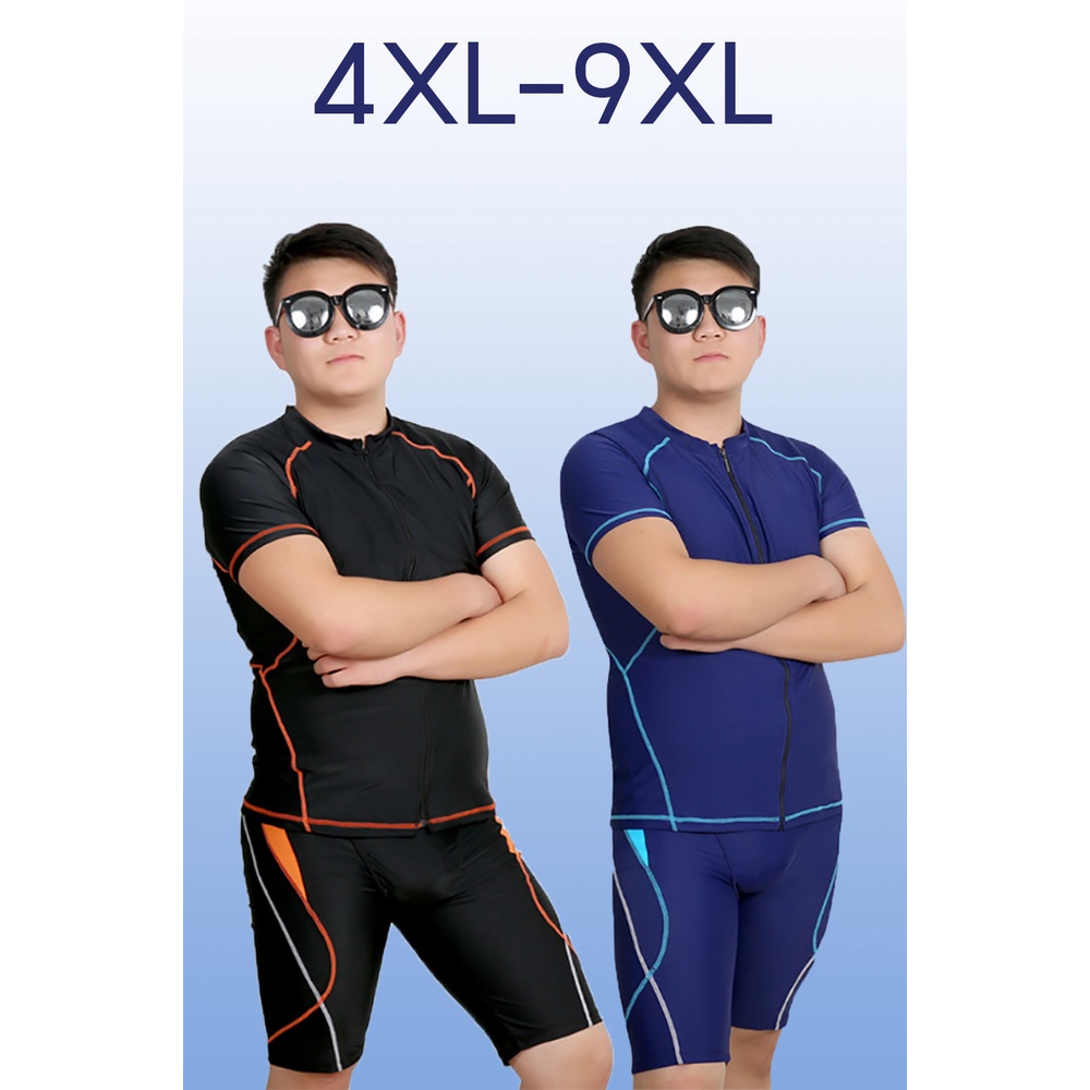 ชุดว่ายน้ำชายไซส์ใหญ่ 4XL-9XL (เสื้อกางเกง) สีน้ำเงิน สีดำ - momkids99 ...