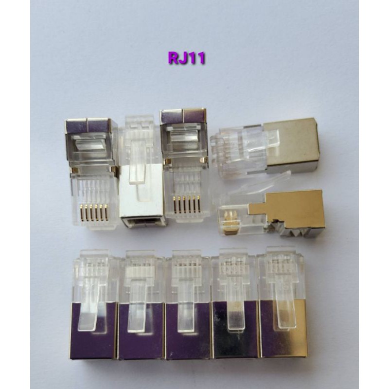 หัวโทรศัพท์ RJ11 Shielded แบบย้ำหัว (50 ตัว/ถุง) | Shopee Thailand