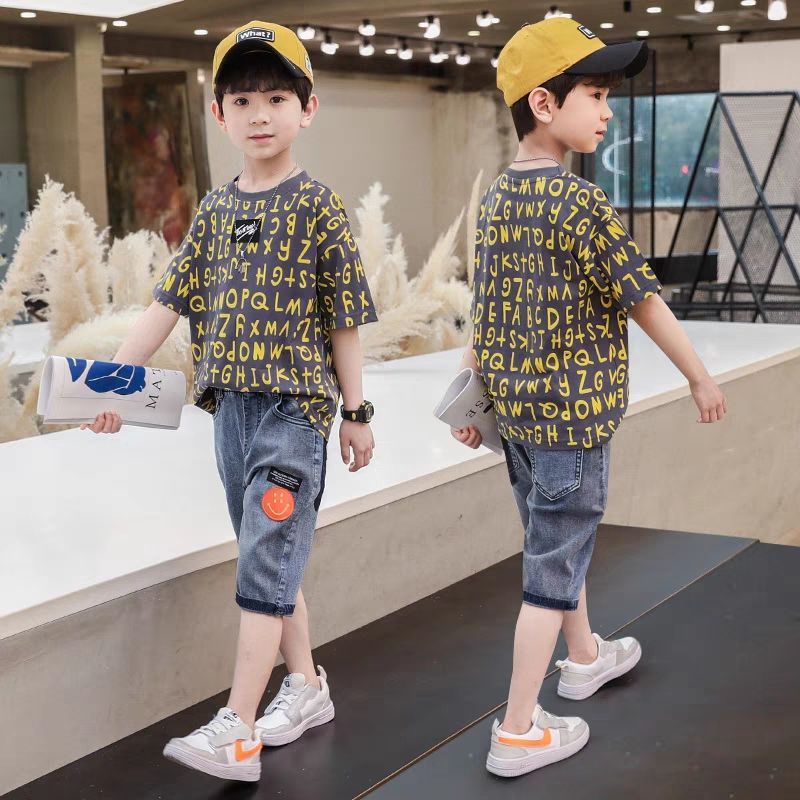 Children's short-sleeved T-shirt summer boys and girls cartoon cotton ...