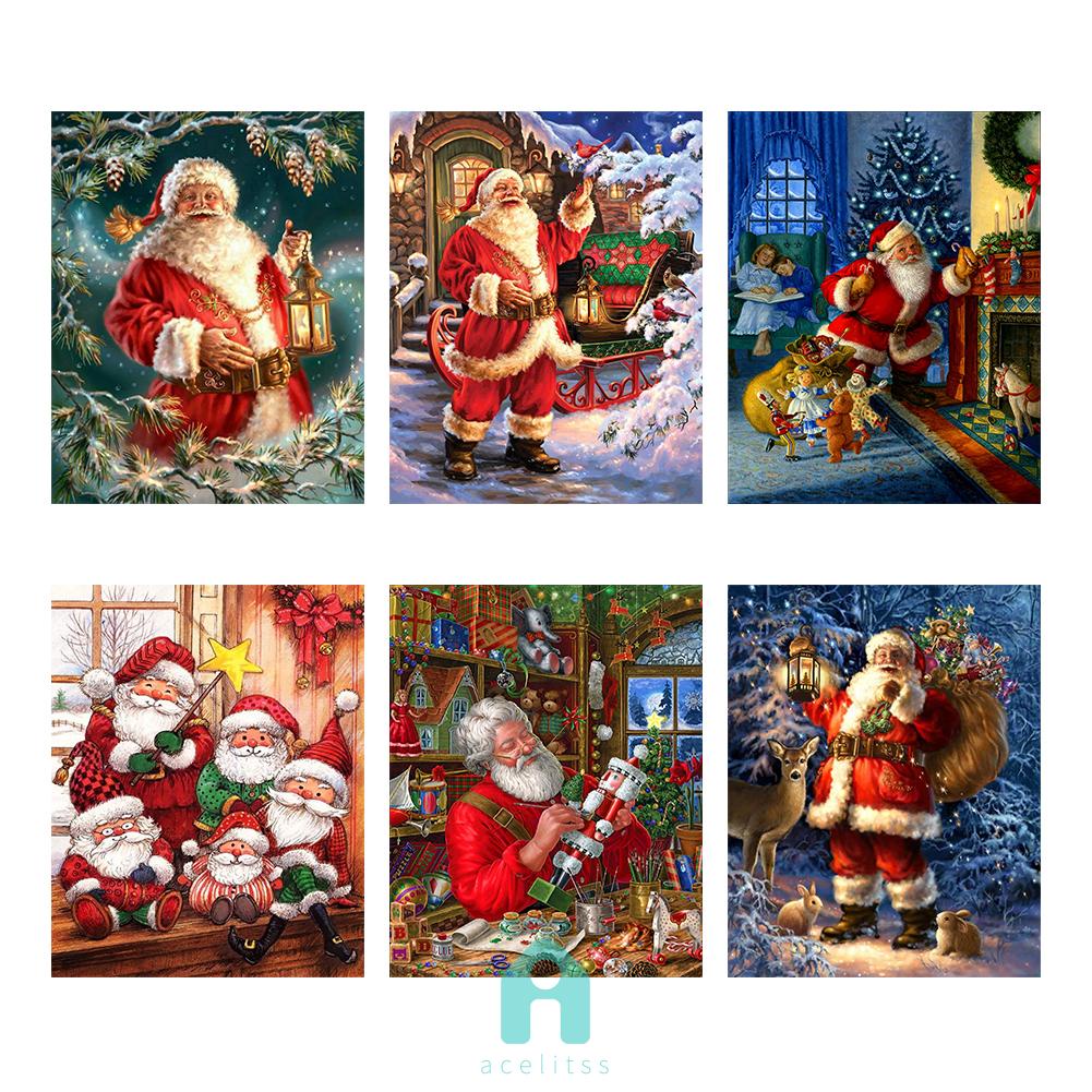 ♚acelit♚Full Cross Stitch Santa Claus 11CT Stamped DIY Embroidery ...