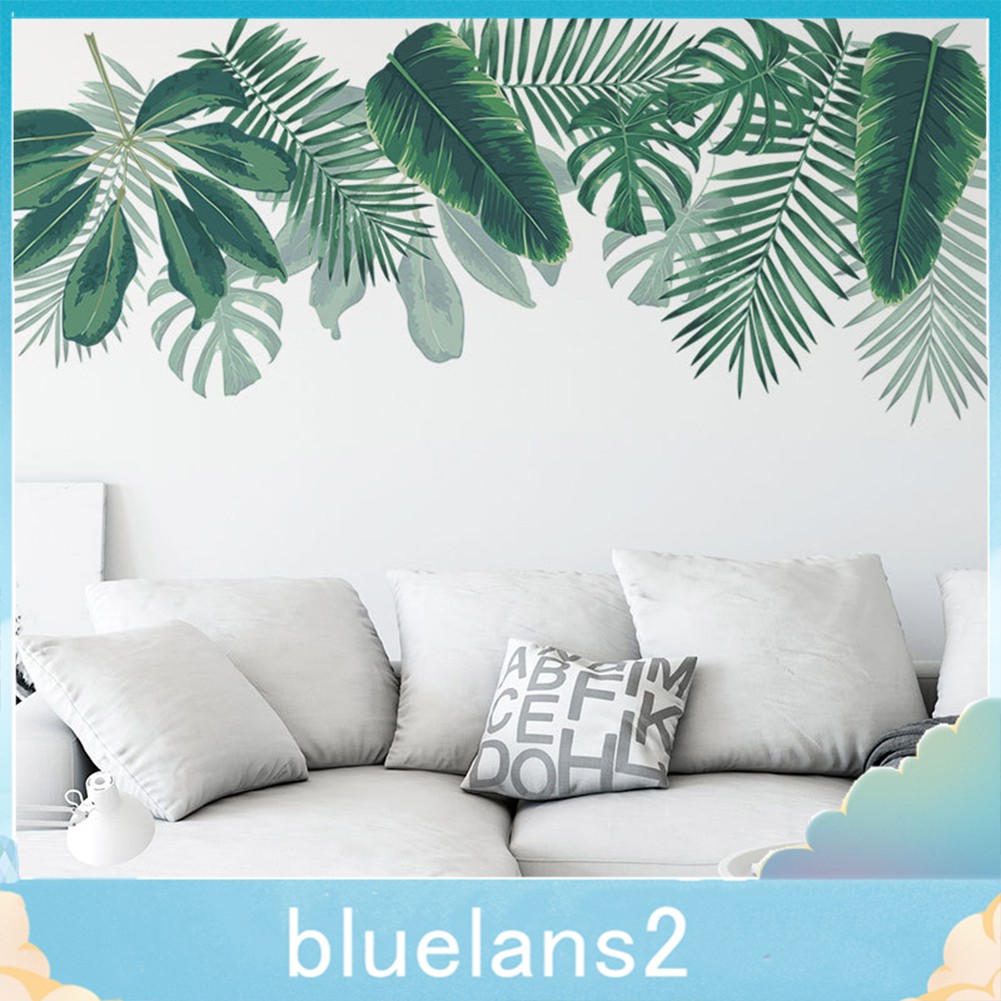 Blu2_ สติ๊กเกอร์วอลเปเปอร์ลายใบไม้สีเขียวมีกาวในตัวสําหรับติดตกแต่งผนัง ...
