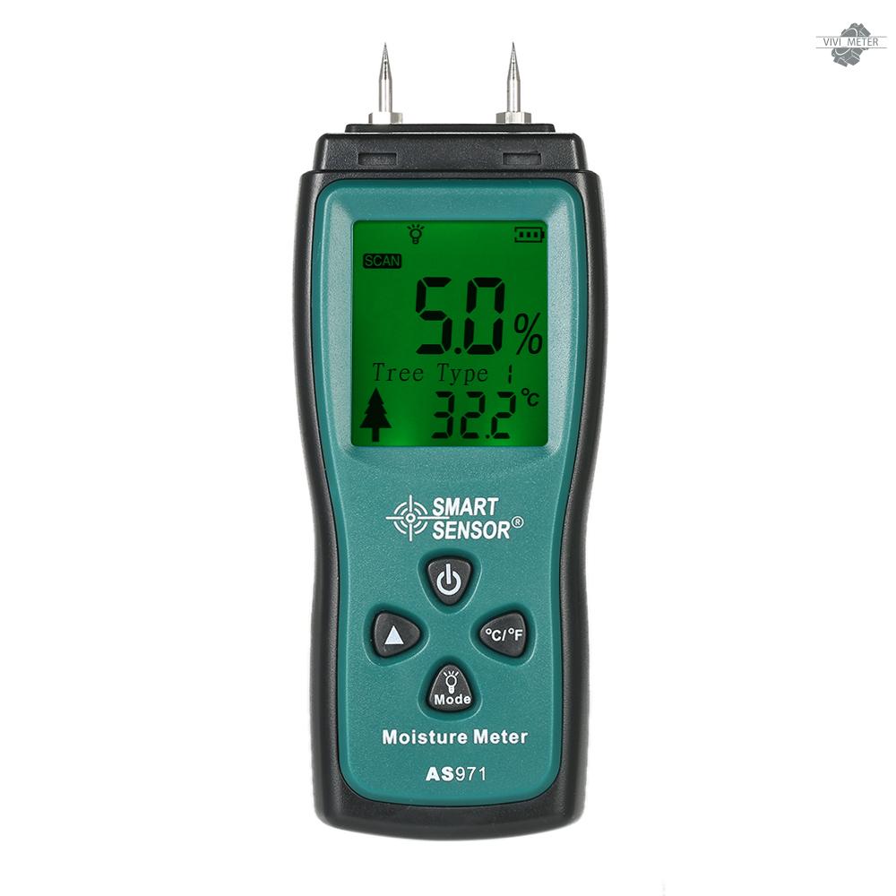 Wood Moisture Meter LCD Digital Damp Moisture Tester with Green ...