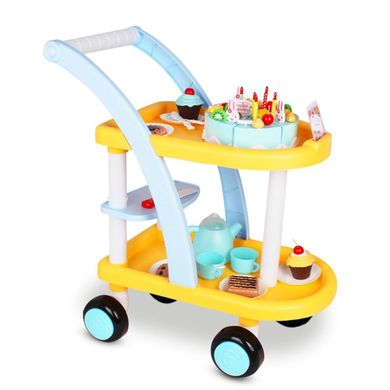 king Pretend Birthday Cake Trolley for Kids Funny Role Play Playset for ...