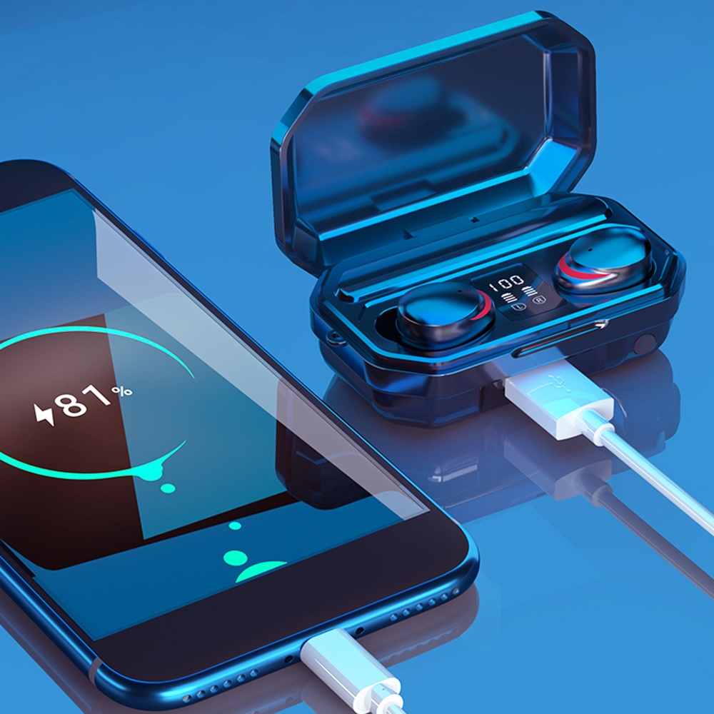 M15 TWSหูฟังไร้สายBT5.0 IPX7กันน้ำ2000MAhกล่องชาร์จPowerหน้าจอไฟฉาย ...