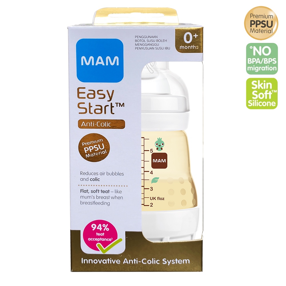 MAM PPSU ขวดนมป้องกันโคลิค ขนาด 5.5 ออนซ์ จุกเบอร์ 1( บรรจุ 1 ขวด )PS616 - mambabythailand ...