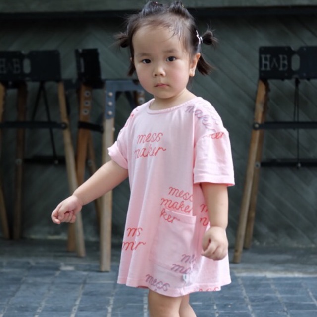 เดรสทรงกระบอก ลาย Mess Maker (สีขมพู) | Shopee Thailand