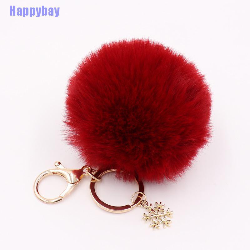 ( Happybay ) Pompom Snow Furry Ball Key Chain Faux Fur Key Chain Charms ...