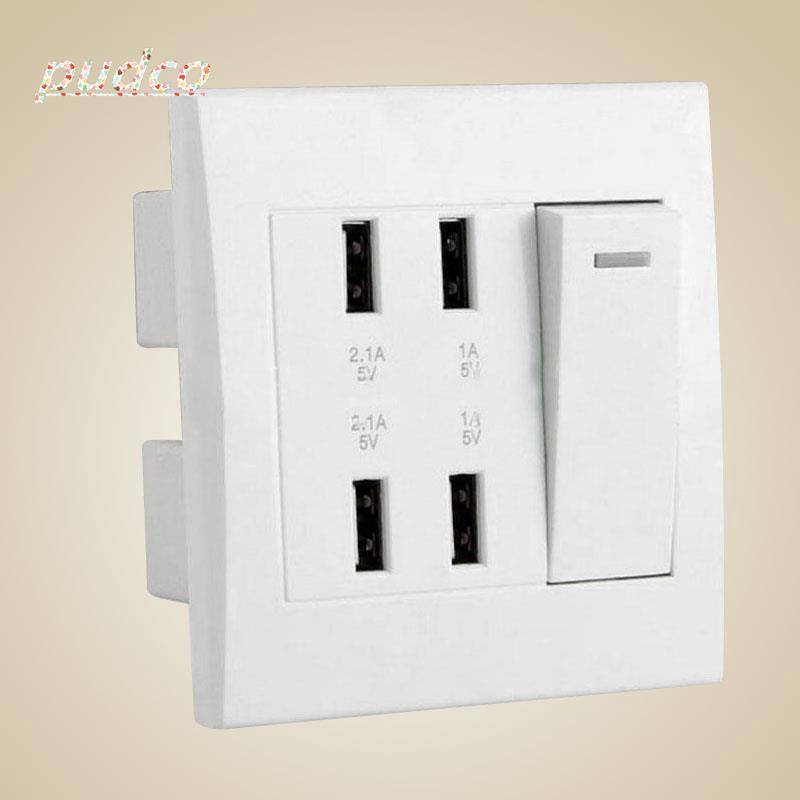 Professional 10A 4 Ports USB Wall Mounted Socket Charger Outlet Plate ...
