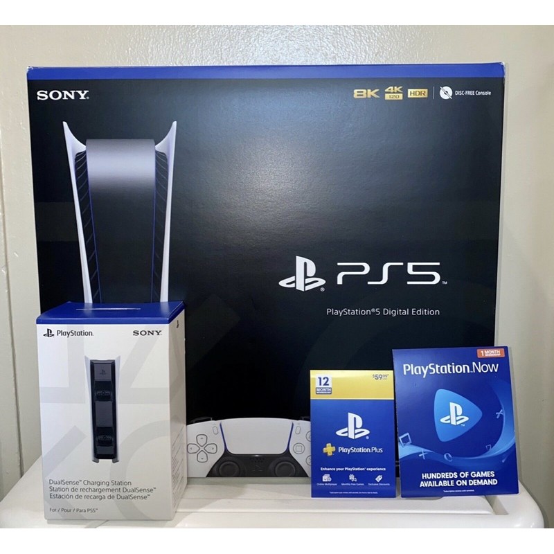 Sony Playstation 5 PS5 DIGITAL Edition Bundle Ps 1 Year Charge Station ...