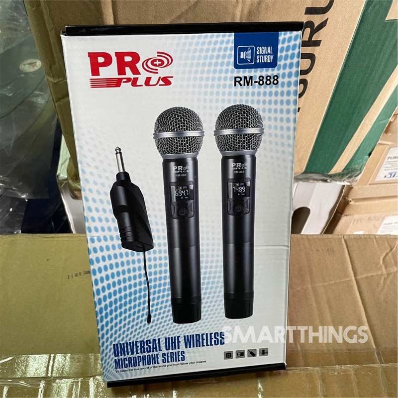 proplus RM-888 ไมค์ลอยถือคู่ ไมโครโฟนไร้สาย ชาร์จไฟได้ พร้อมไมค์ถือ2ตัว เสียงดี รับไกล ...