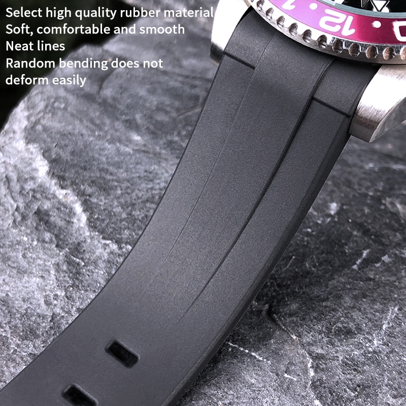 19mm 20mm Rubber Silicone Watchband Fit For Submariner Daytona DEEPSEA ...