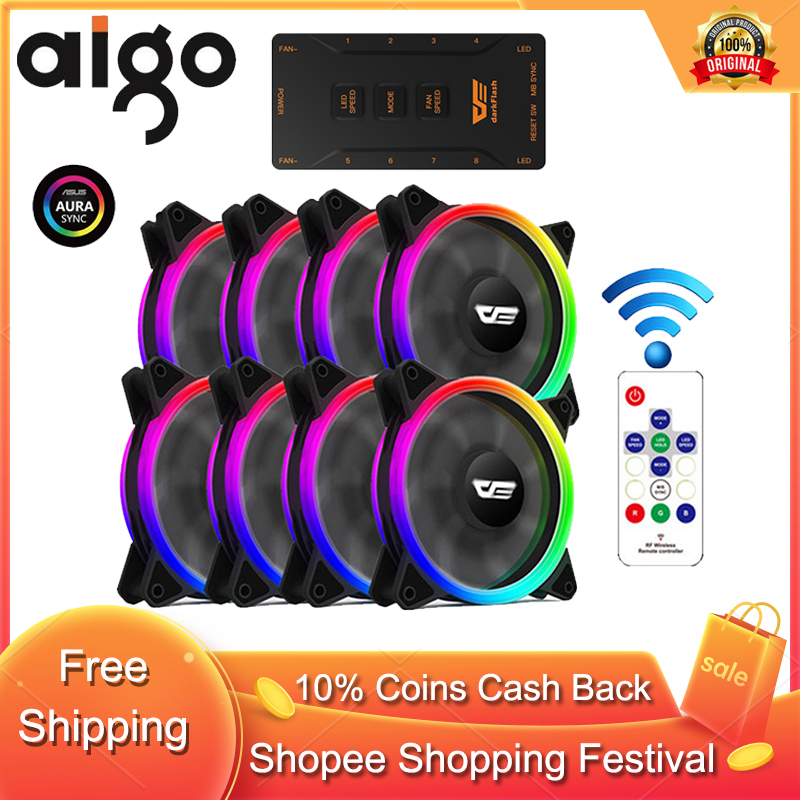 Aigo Aura Sync DR12 Pro Computer PC Case Fan 120mm RGB LED Case Fan ...