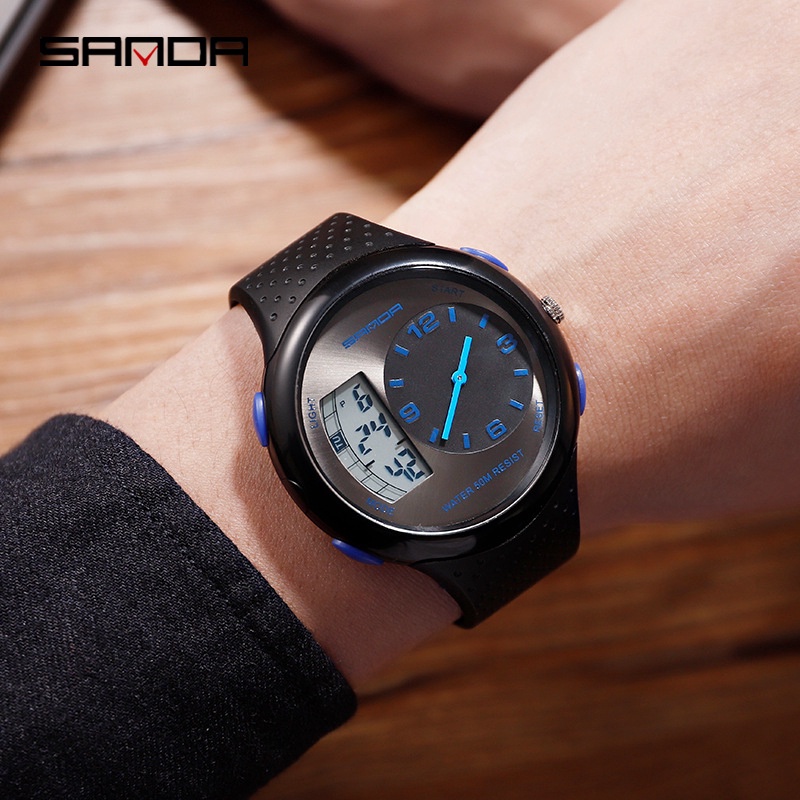 SANDA men waterproof students watch fashion multifunctional luminous ...