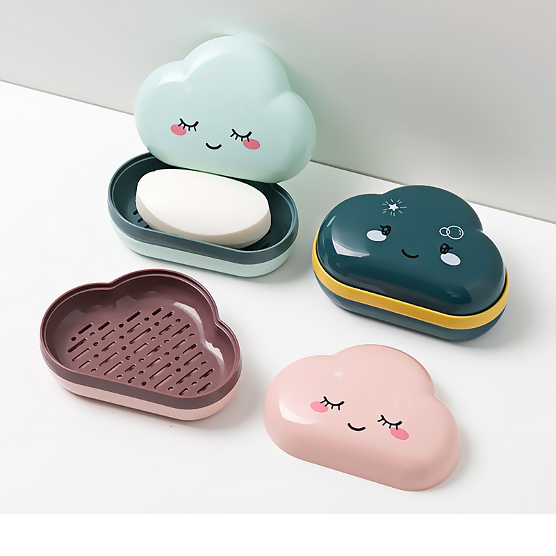 HN-Soap Box Cartoon Cloud Shape Bathroom Drain Soap Holder Soap Case ...