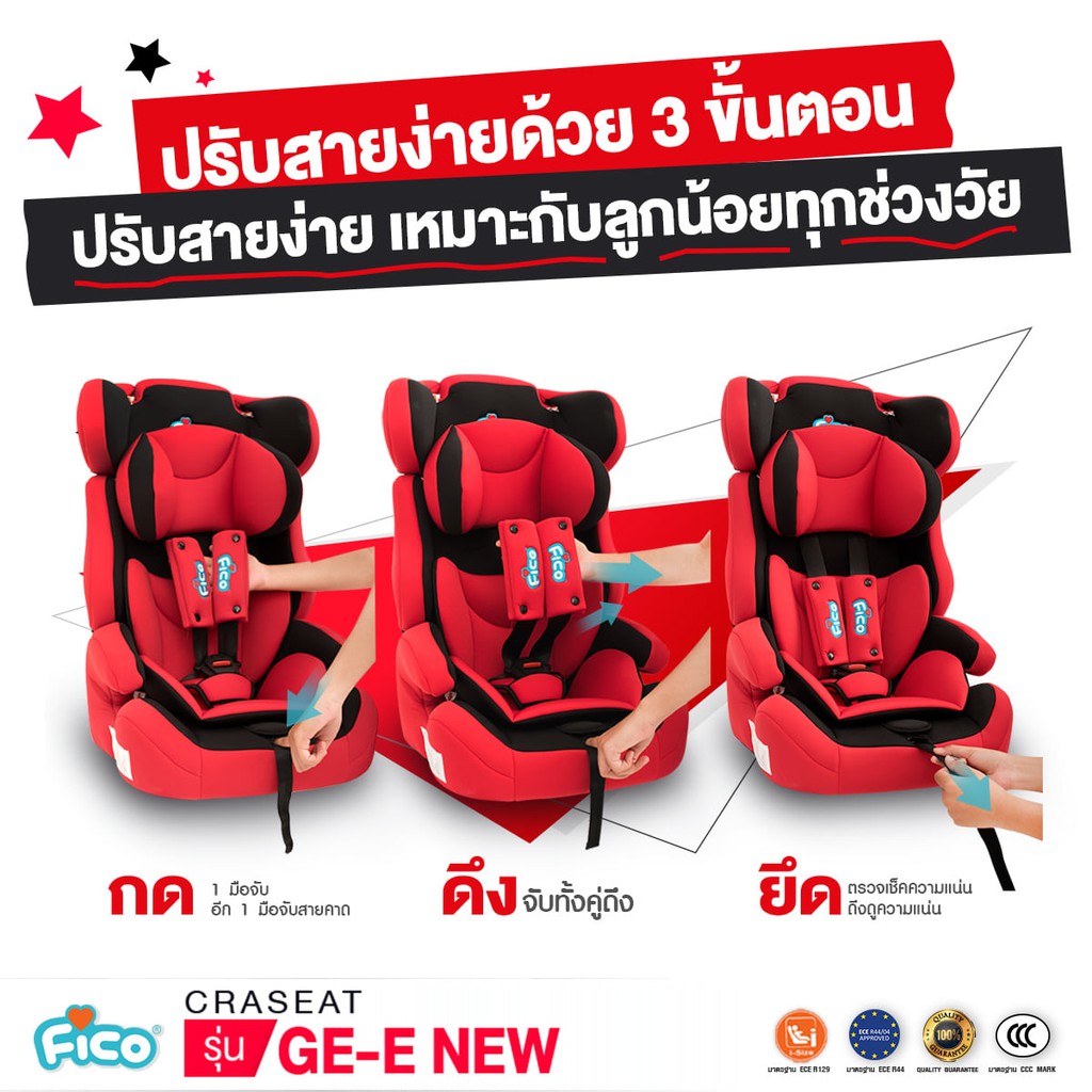 คาร์ซีท Fico รุ่น GE-E New เด็ก 9 เดือน -12 ปี ถอดเป็นบูตเตอร์ซีทได้ สินค้าขายดี - honeybbshop ...