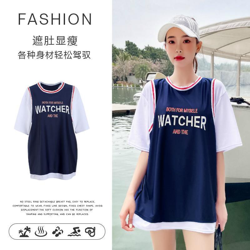 【CHILALA】ชุดว่ายน้ำสตรีกีฬาอนุรักษ์นิยมแบ่งสามชิ้นเกาหลีอินซูเปอร์ ...