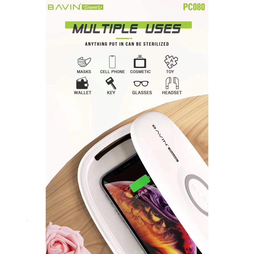 ข้อเสนอพิเศษBavin PC080 QI Power UV Disinfect Phone Sanitizing Box W Wireless Charinging ...