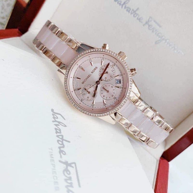 MICHAEL KORS MK6307 หน้าปัดและสายสแตนเลสสตีลสีโรสโกลด์ ของแท้ 100% ...