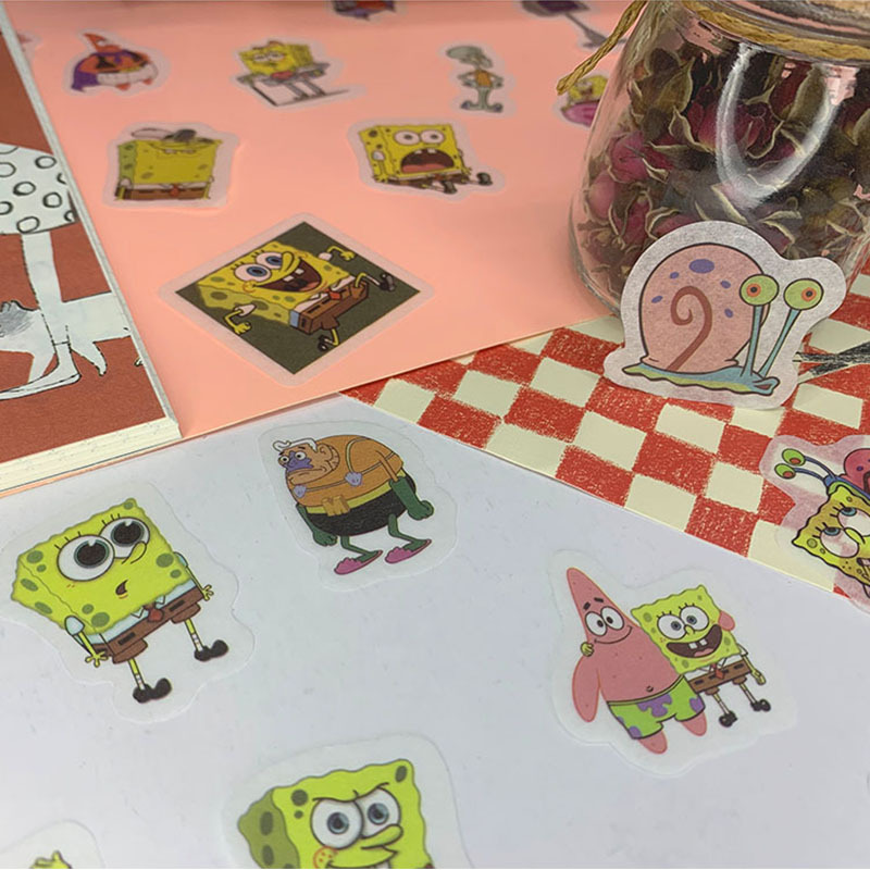 40 unique animation cartoon SpongeBob hand account stickers and paper ...