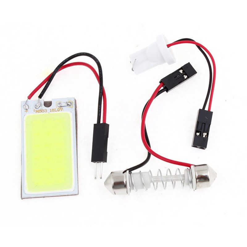 Auto Super Bright White 18 COB LED Light Bulb Panel + T10 Festoon ...