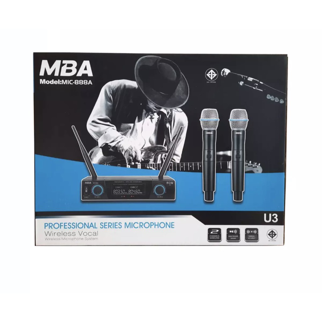 MBA ไมค์โครโฟนไร้สาย ไมค์ลอยคู่ UHF Wireless Microphone รุ่น MIC-888A ...