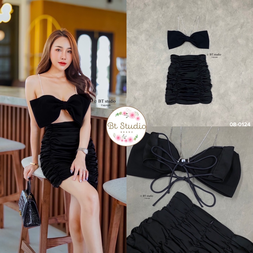 BT18 พร้อมส่ง เซต 2 ชิ้น เสื้อครอปกระโปรงสั้น ป้าย BT - pn_fashionshop1213 - ThaiPick