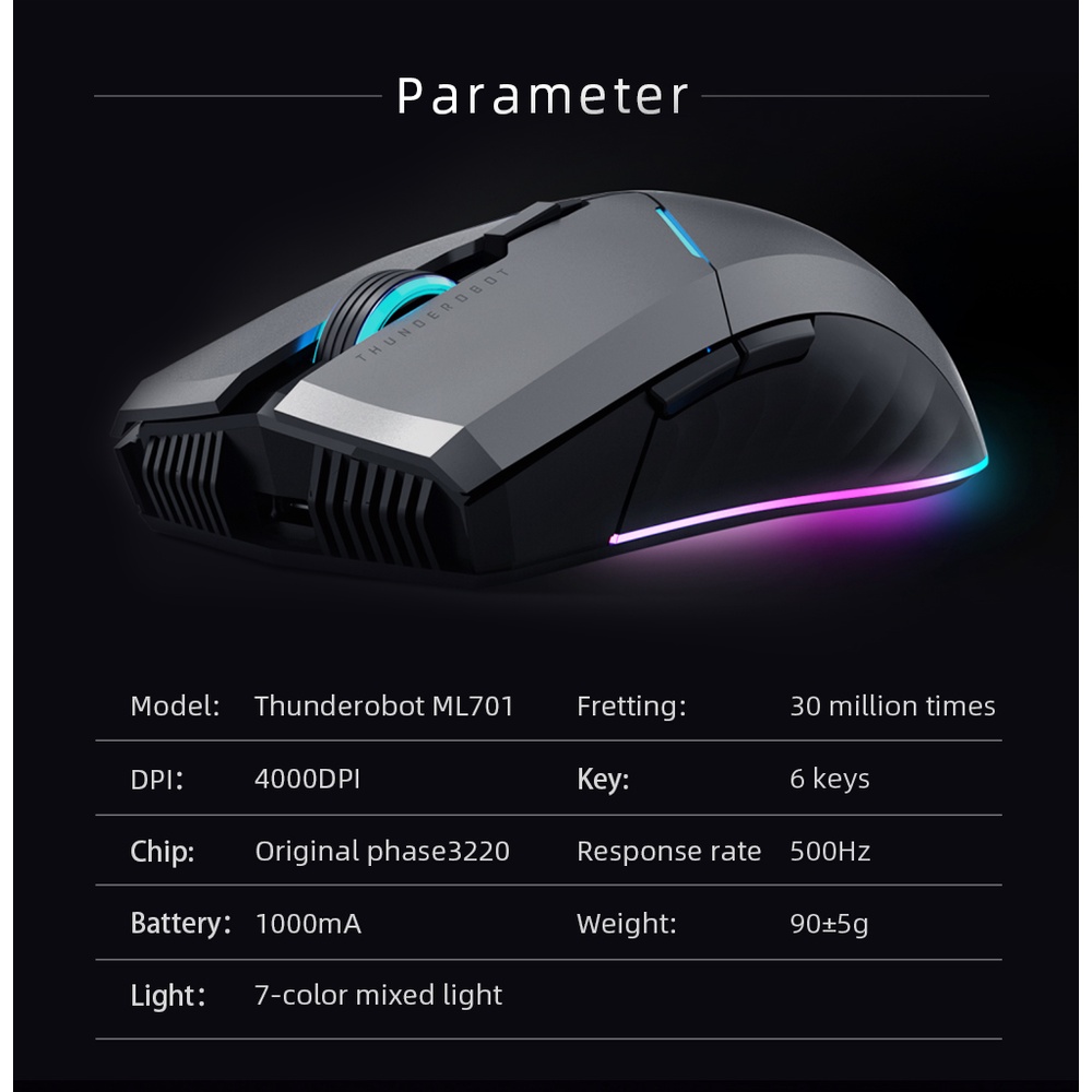 ThundeRobot ML703/ML701/MG701 Wired/ Wireless Gaming Mouse 2.4G Wireless Wired RGB Gamer 16000 ...
