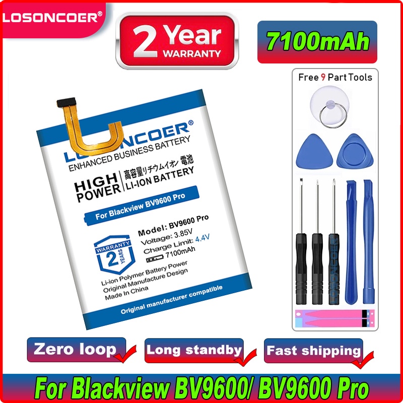 LOSONCOER 7100mAh 626479P Battery For Blackview BV9600 Battery For ...