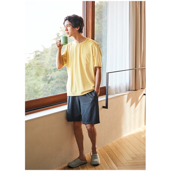 Uniqlo ชุดนอนแขนสั้นลําลอง ผ้าฝ้ายผสม เทคโนโลยี AIRism สีดํา สําหรับผู้ชาย 446928 - zwq1992t.th ...