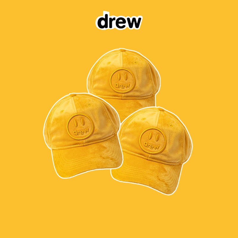 DREW HOUSE Justin Bieber Smile หมวกเบสบอลสำหรับผู้ชายและผู้หญิงพร้อมผ้า ...