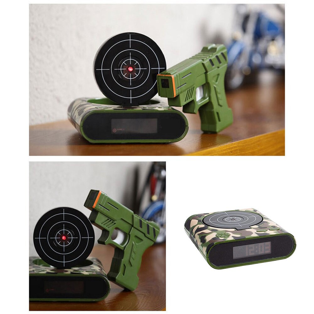 1 Set Gun Alarm Clock Shoot Alarm Clock Recordable Gadget Target ...
