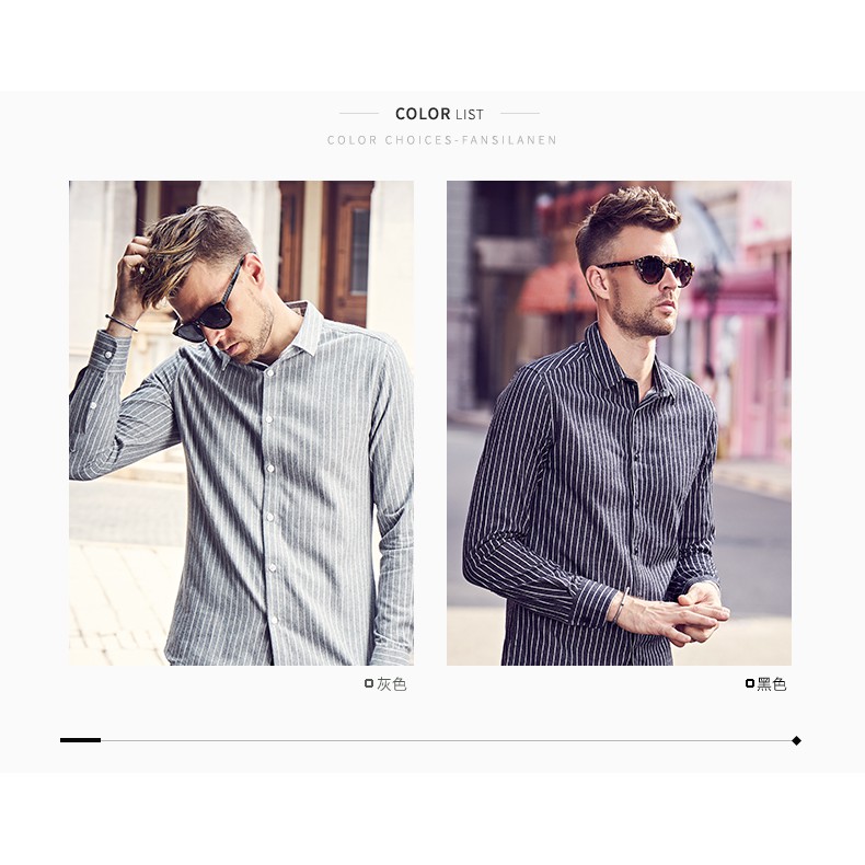 weargen เสื้อเชิ้ตแขนยาวลายทางแฟชั่นผู้ชาย - pbs66.th - ThaiPick