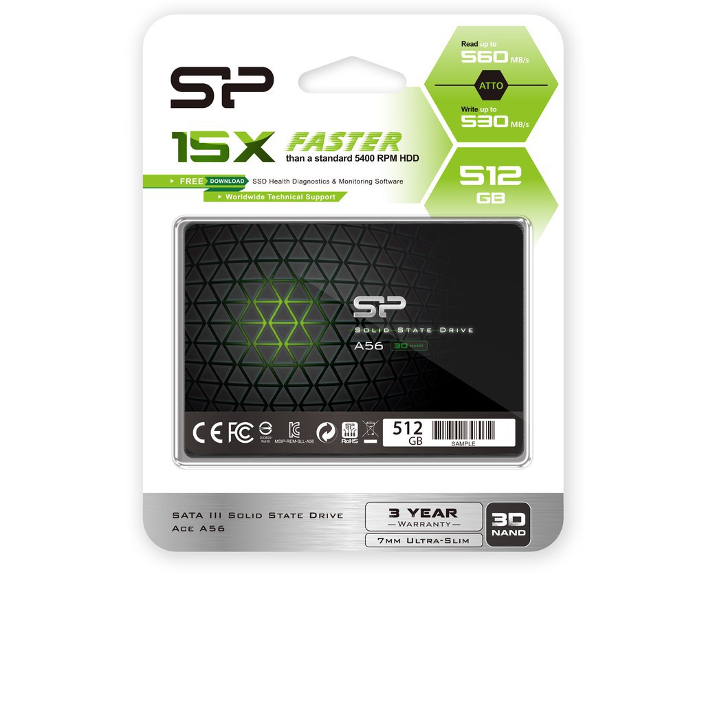 SSD Silicon Power SSD A56 128GB / 256GB / 512 GB SATA III Warranty 3 ...