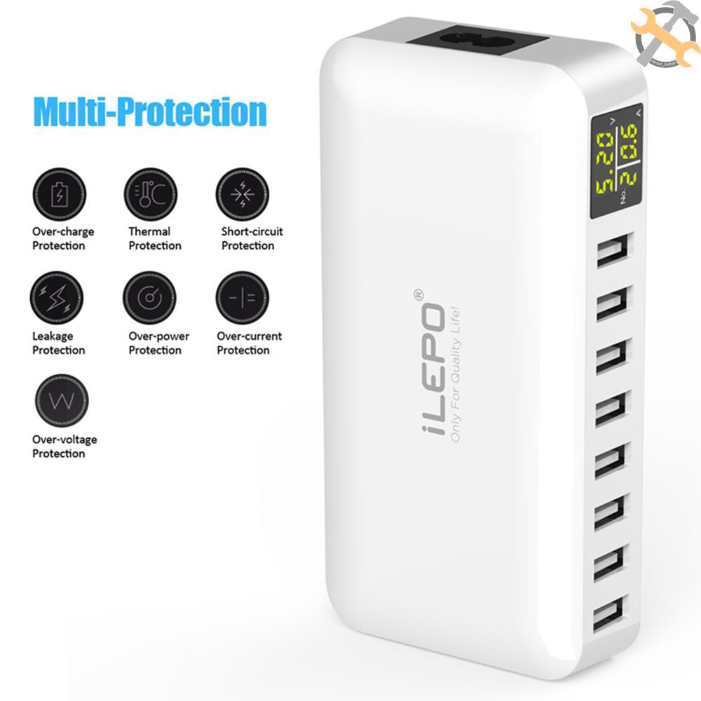 CUST 8 Ports Smart USB Charger 50W 8A Multi Port USB Hub with LCD ...
