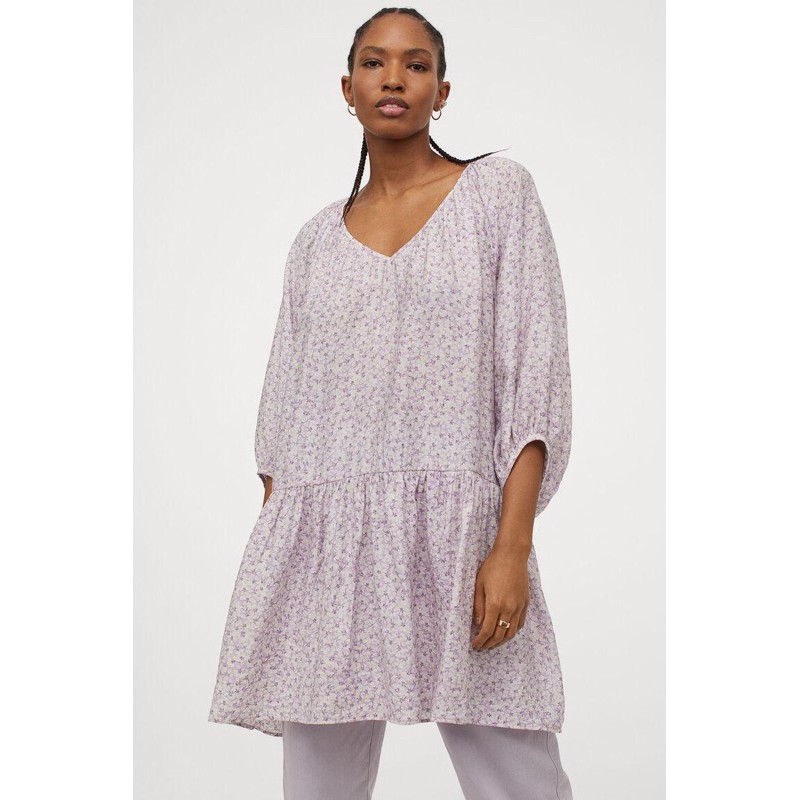 H M Airy Tunic ชุดเดรส - สีม่วง ดอกไม้มิ้นท์ สีเบจ - artifashion_butik ...