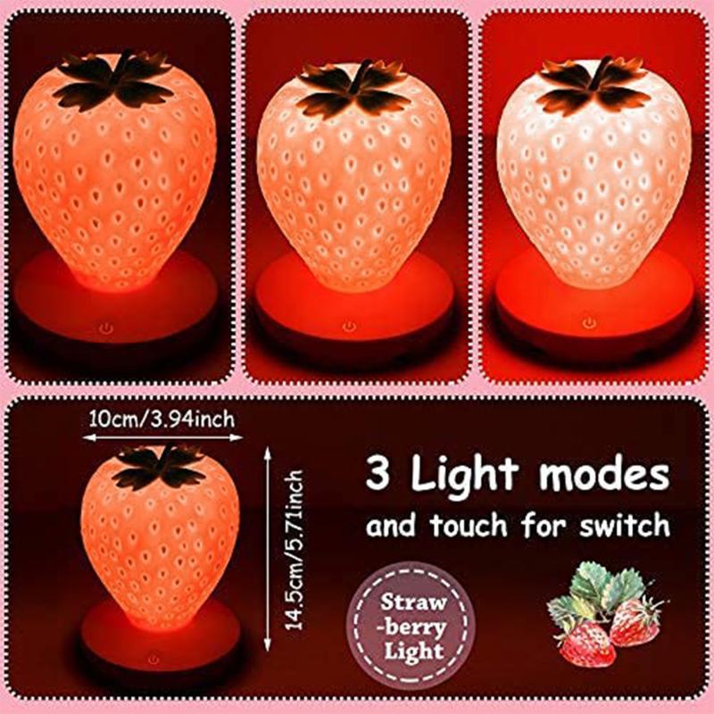 USB Strawberry Night Light W/8 LED Patch 200LM Strawberry Bedside Light ...
