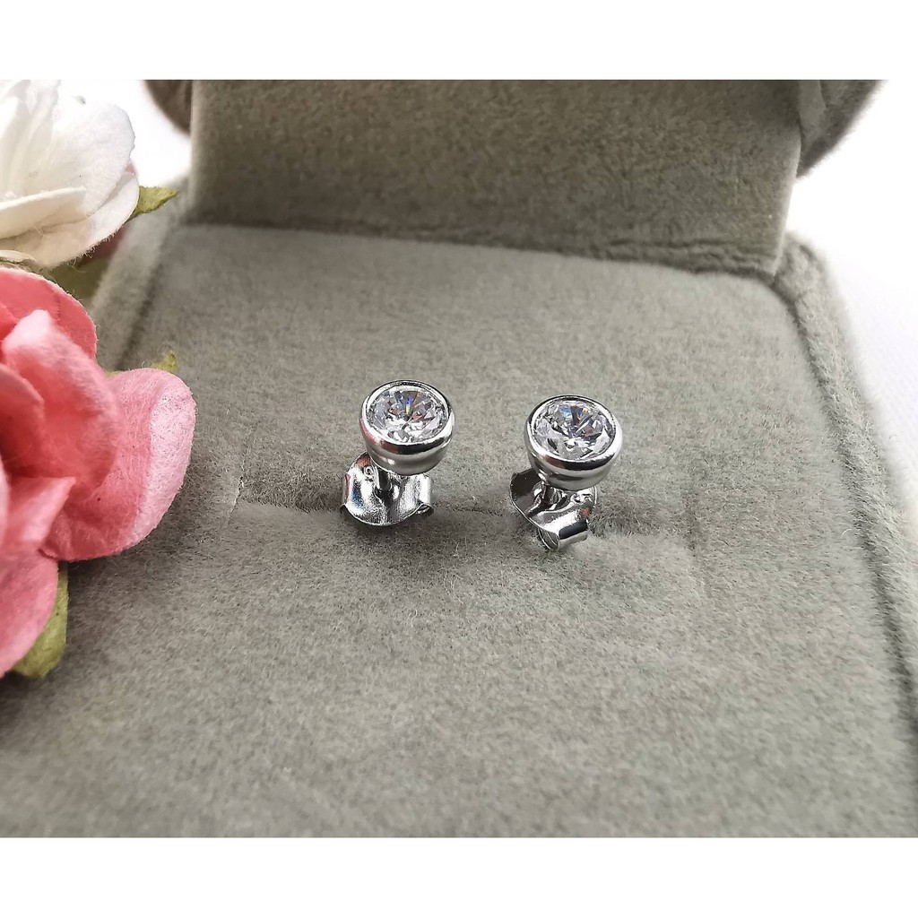 ต่างหูหุ้มกลม เงินแท้ 925 ( SP-E4mm) - poolars - ThaiPick