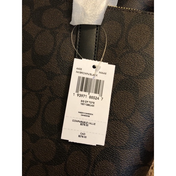 กระเป๋า COACH 4455 ZIP TOP TOTE IN SIGNATURE CANVAS (IMQRF) โทส 14 นิ้ว ...