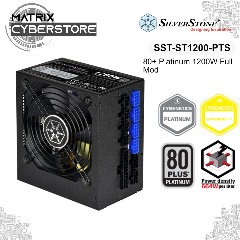 Silverstone 1200W 80+ Platinum Certified 1200W Fully Modular Power Supply Unit - SST-ST1200-PTS ...