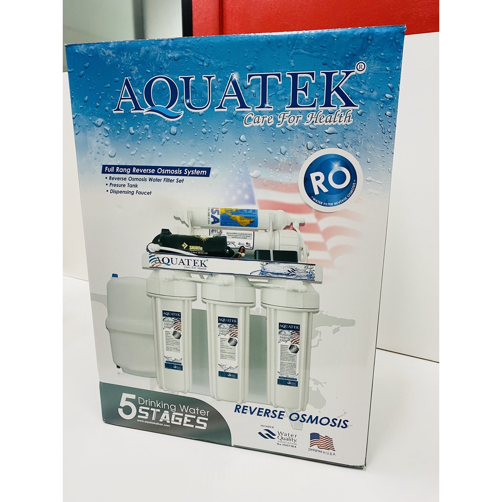 เครื่องกรองน้ำ 5 ขั้นตอน RO Aquatek 500 GPD (1900 ลิตรต่อวัน) ไหลเยอะ เฟรมตั้งโต๊ะ รุ่นไม่มีถัง ...